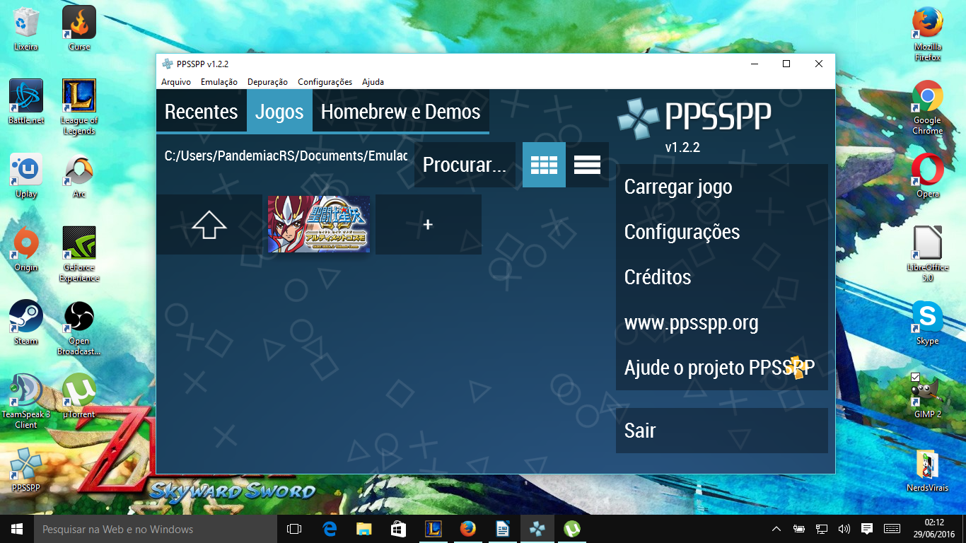 Usando emulador de PSP (Windows 7/8/10).
