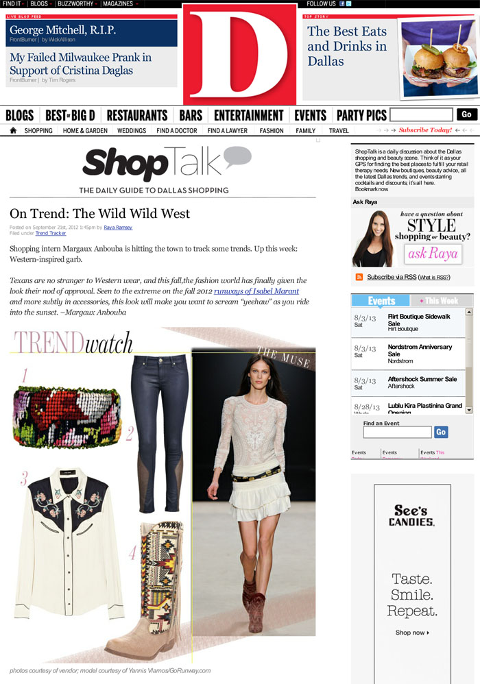Shop Talk: On Trend: The Wild Wild West — Margaux Anbouba