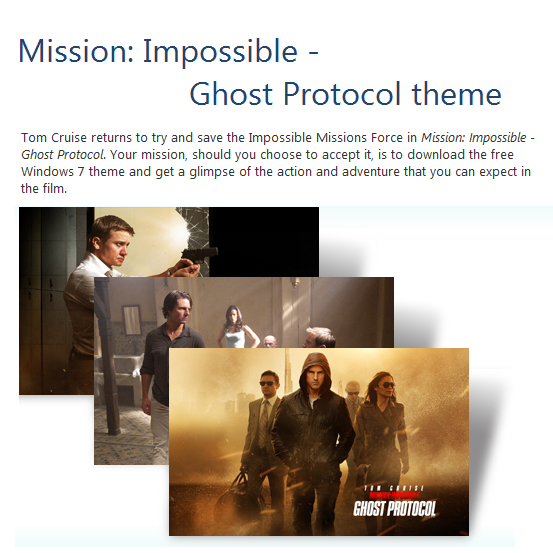 Official Mission Impossible 4: Ghost Protocol Theme for Windows 7