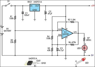 NTE Electronics Circuit: Low Battery Indicator II