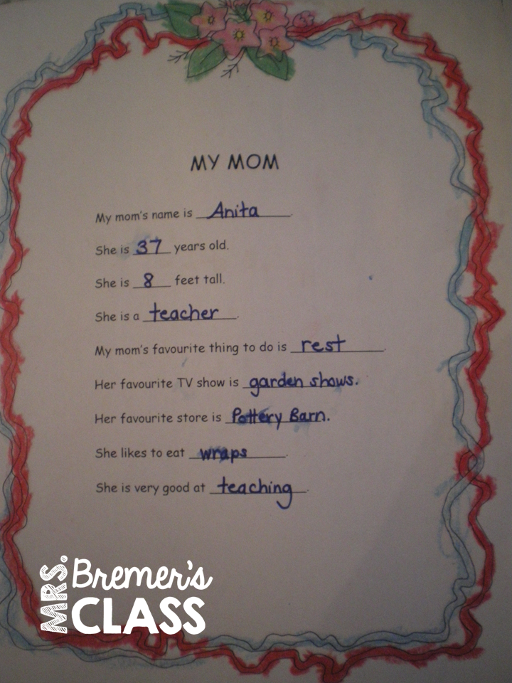 Mother's Day Cookbook & All About My Mom Booklet Freebie! | Mrs. Bremer ...