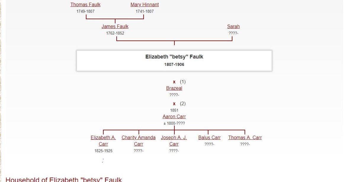 Larry's Family History: The insanity that is Elizabeth Faulk-Brazeal-Carr