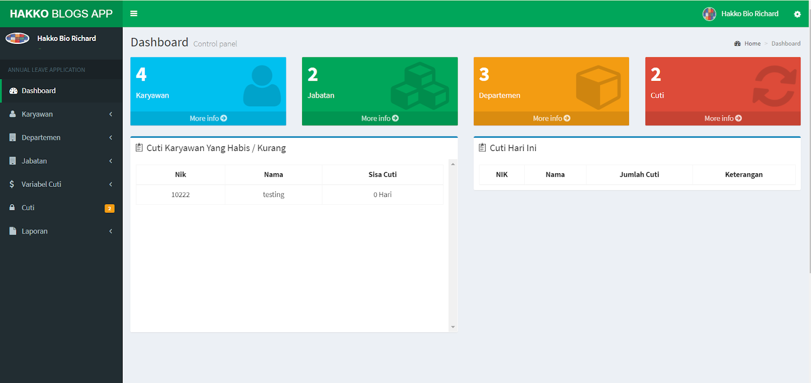 Aplikasi Cuti Karyawan Free Version Full Source Code - Hakko Blog's
