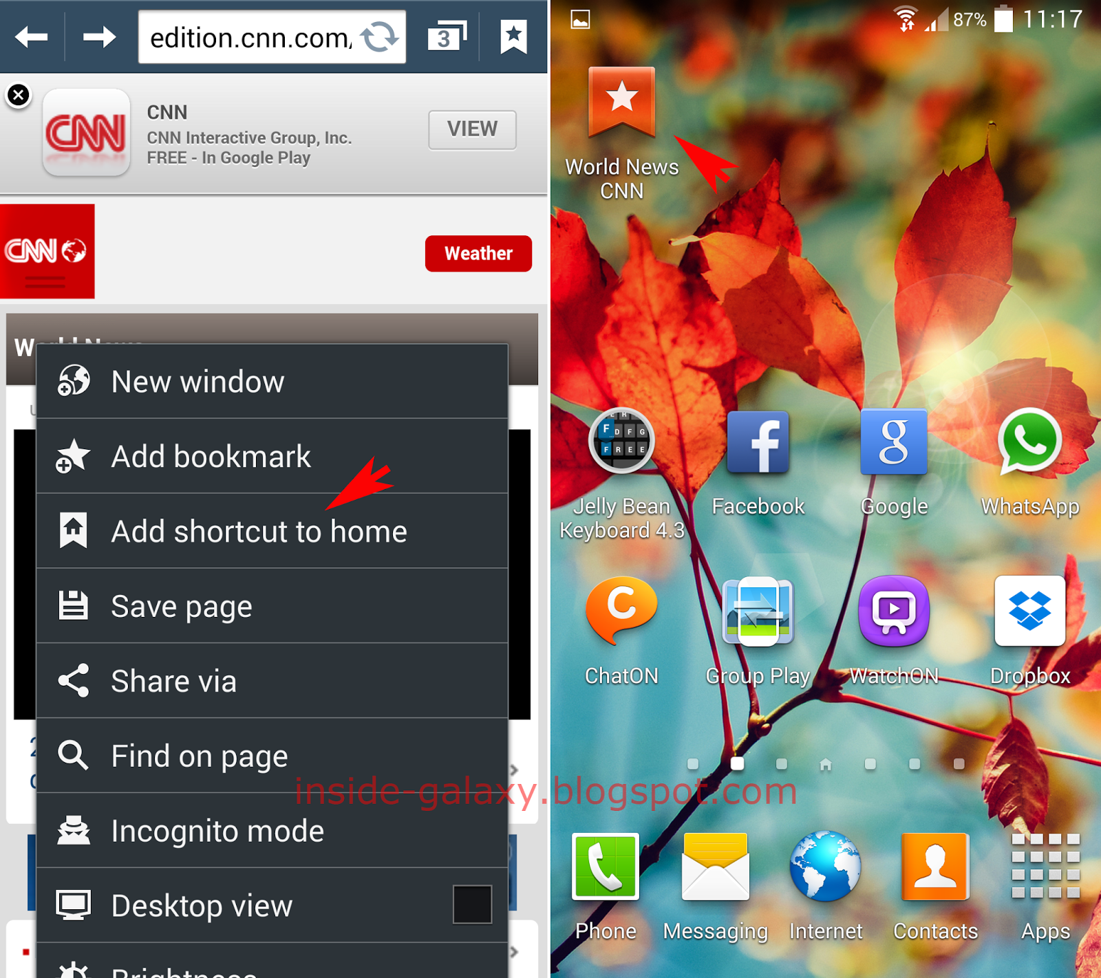 Inside Galaxy: Samsung Galaxy S4: How to Add a Webpage Shortcut to Home ...