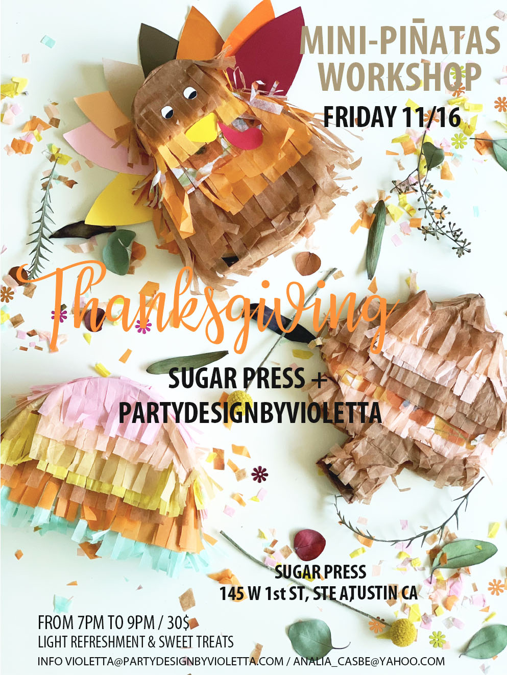 Workshop Mini-Piñatas - Thanksgiving inspired piñatas