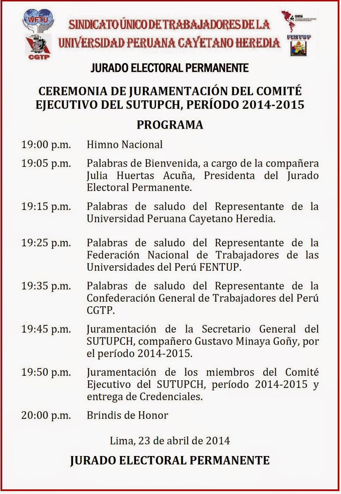 Sutupch Ceremonia De JuramentaciÓn Del ComitÉ Ejecutivo Del Sutupch