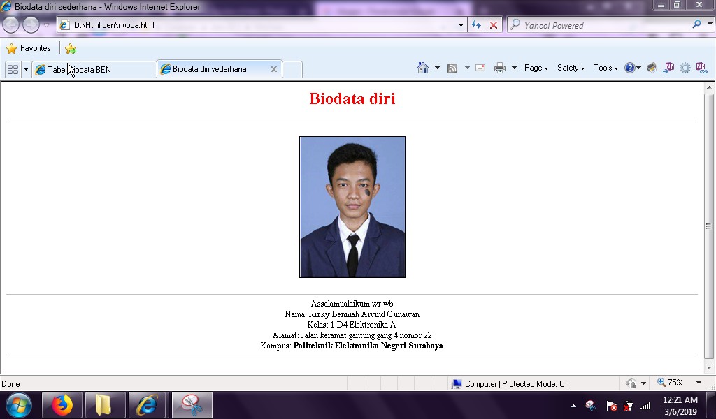 Membuat biodata sederhana dengan HTML