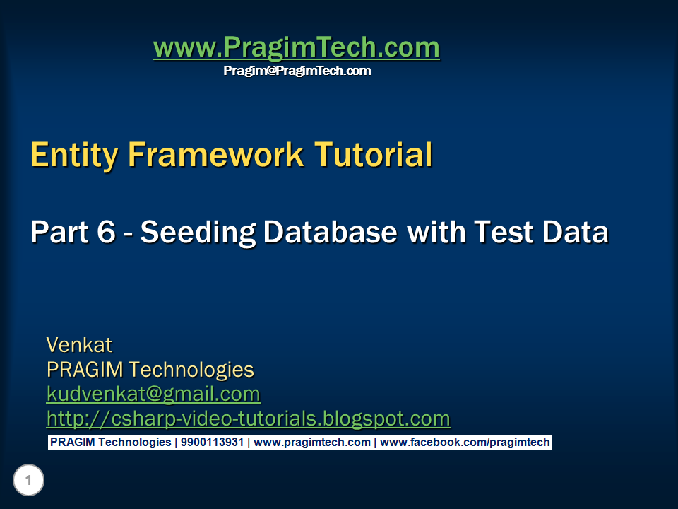 Sql server, .net and c# video tutorial: Part 6 - How to seed database ...