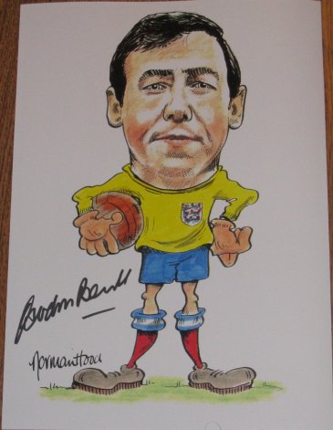 THE CARTOONSTORE: ENGLAND 1966 GORDON BANKS AUTOGRAPHED CARTOON