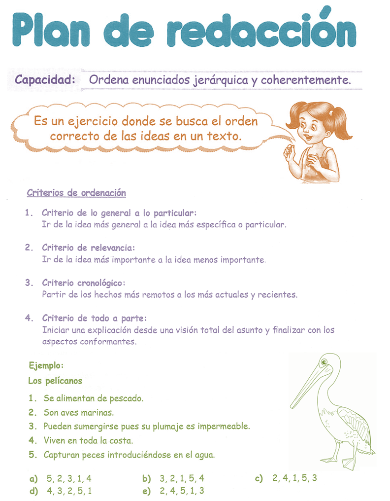 Plan de Redacción para niños 3° Grado Primaria | Razonamiento Verbal