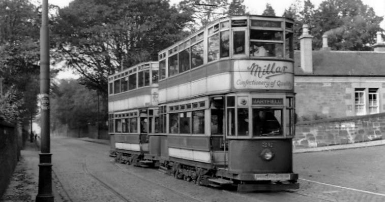 Tour Scotland: Old Photograph Trams Perth Road Dundee Scotland
