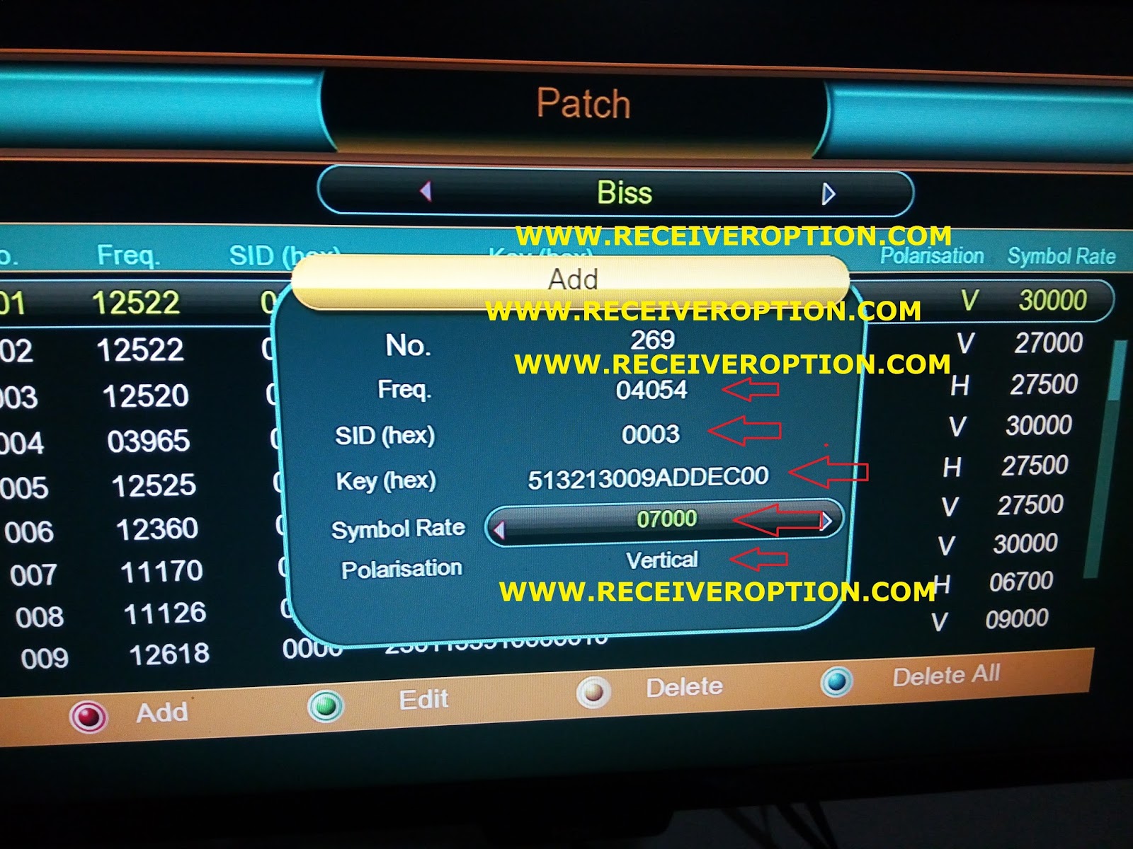 ECHILINK 1000+ HD RECEIVER BISS KEY OPTION - How To Enter Biss key ...
