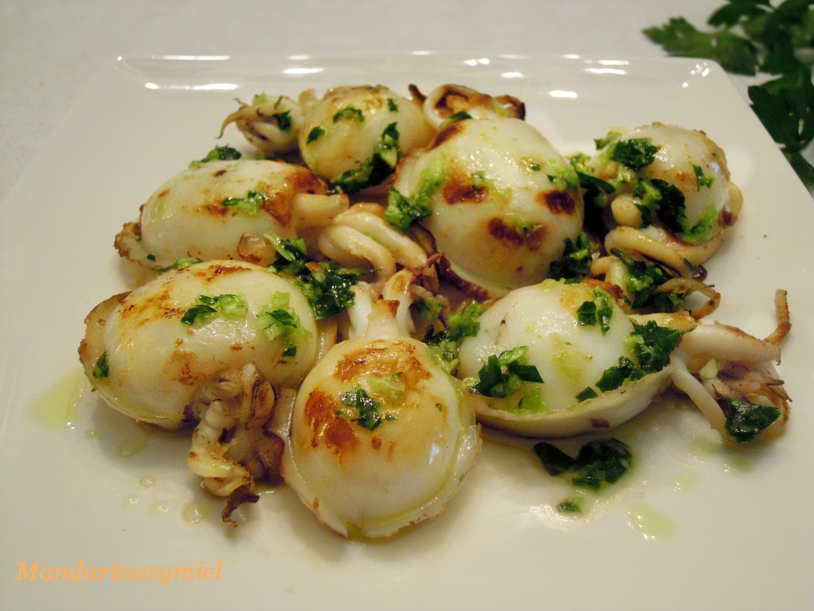 Sepionet a la plancha | Mandarinas y miel