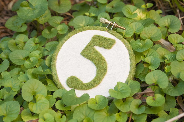 Faux moss hoop table number - Crafted