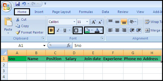 Employee data sheet - Create a Data sheet
