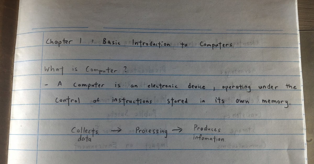 Computer Application : Chapter 1: Basic Introduction to Computers