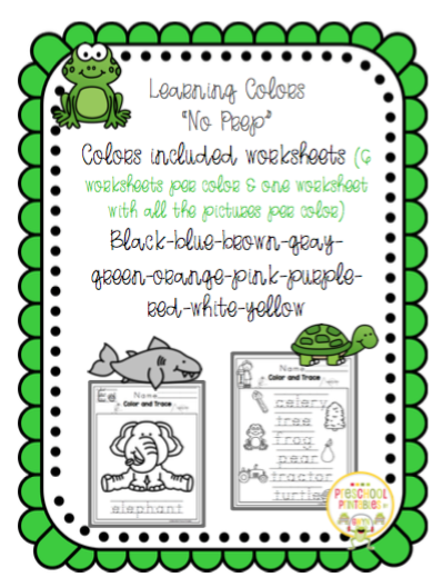 Learning Colors "No Prep" ~ Preschool Printables