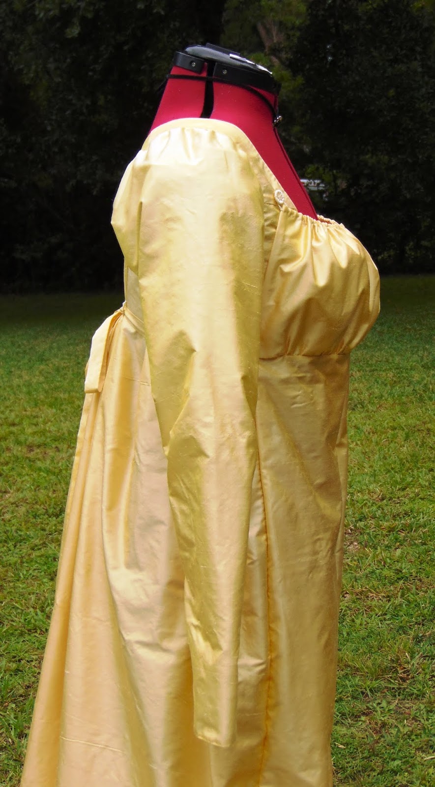 The Antique Sewist: Regency Bib Front Dress - Yellow Silk