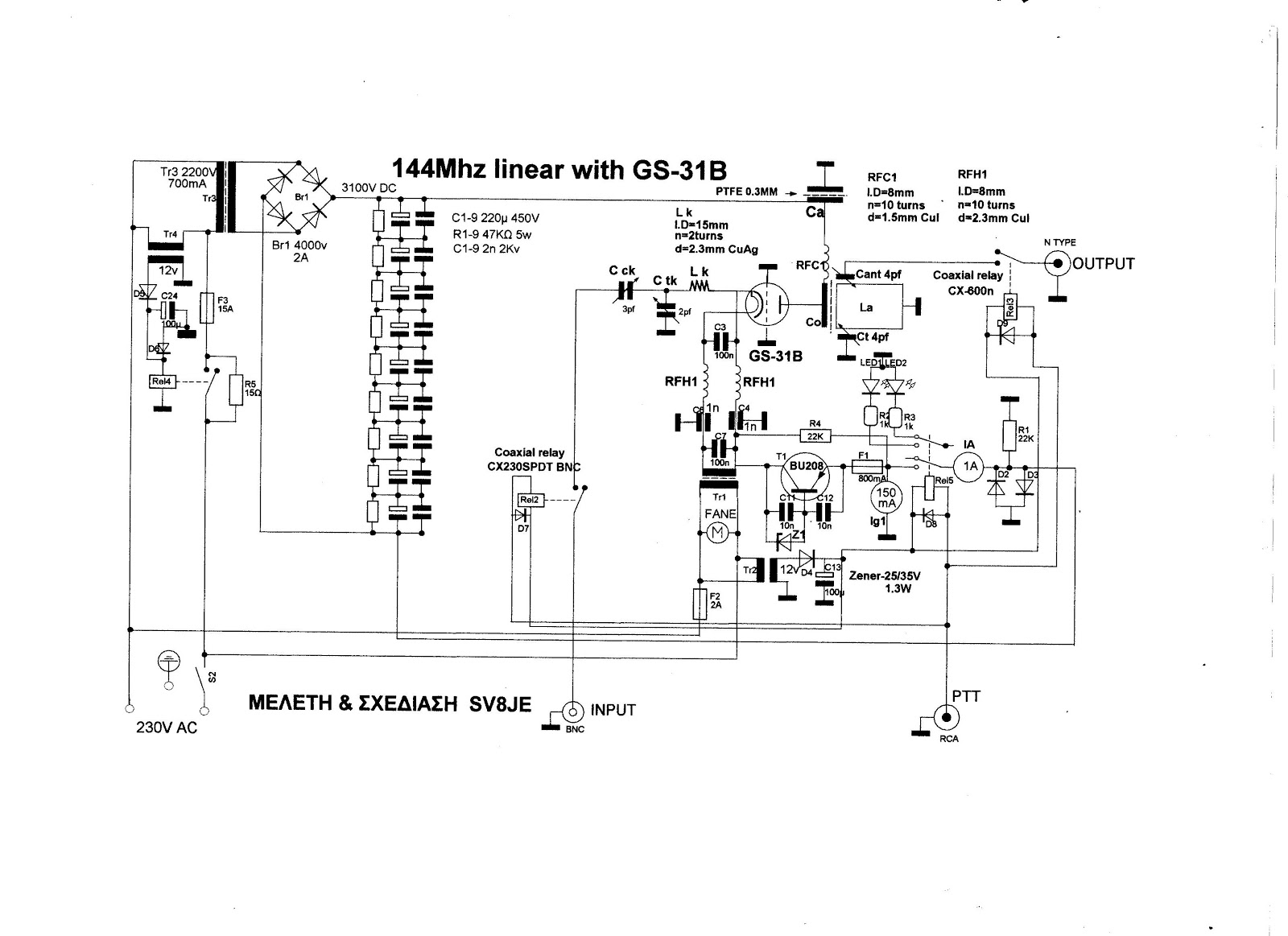 HELLENIC RADIO AMATEUR SV8JE: 144 Mhz LINEAR AMPLIFIER with GS-31B by SV8JE