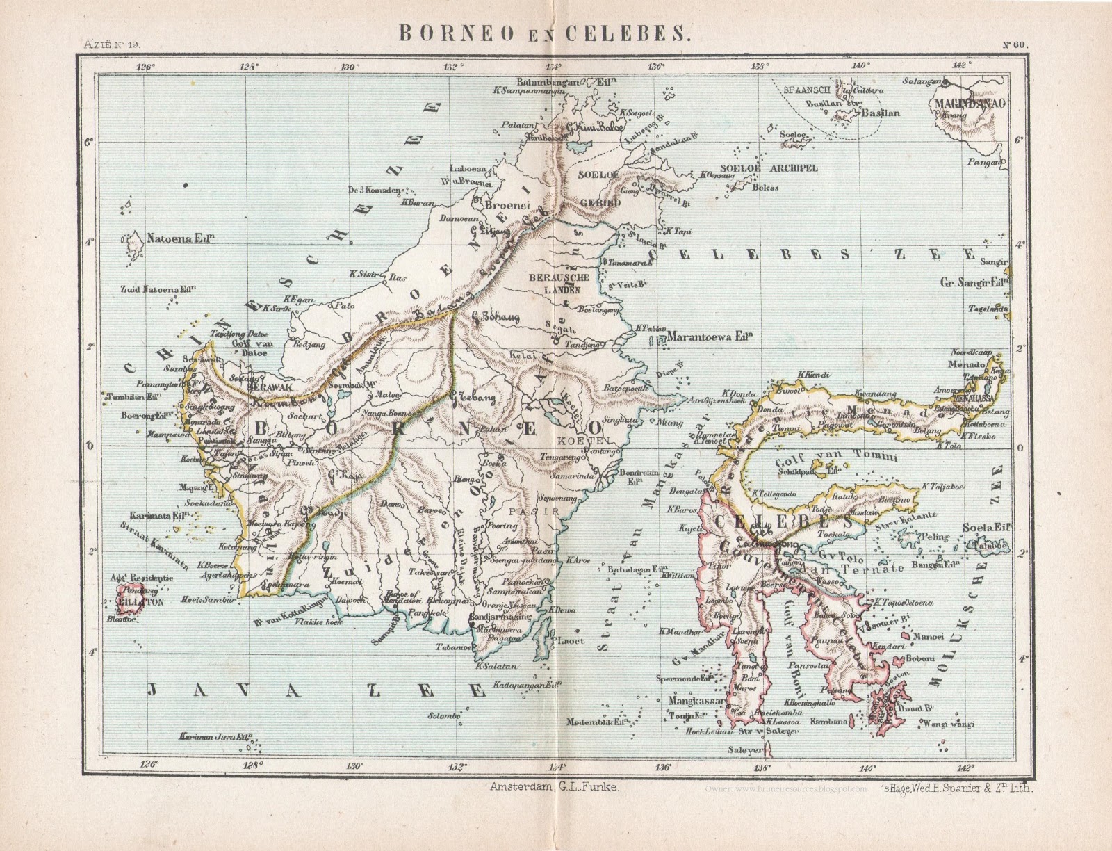 Brunei and Borneo Map 1882