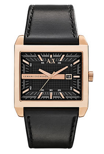 PrettyTreasure2u: A|X Armani Exchange Watch, Men's Black Leather Strap ...