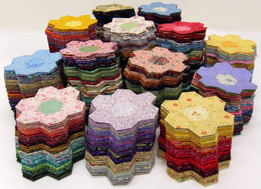 Beadlust: Hexie 2 Report - 733 Hexie Flowers Finished!