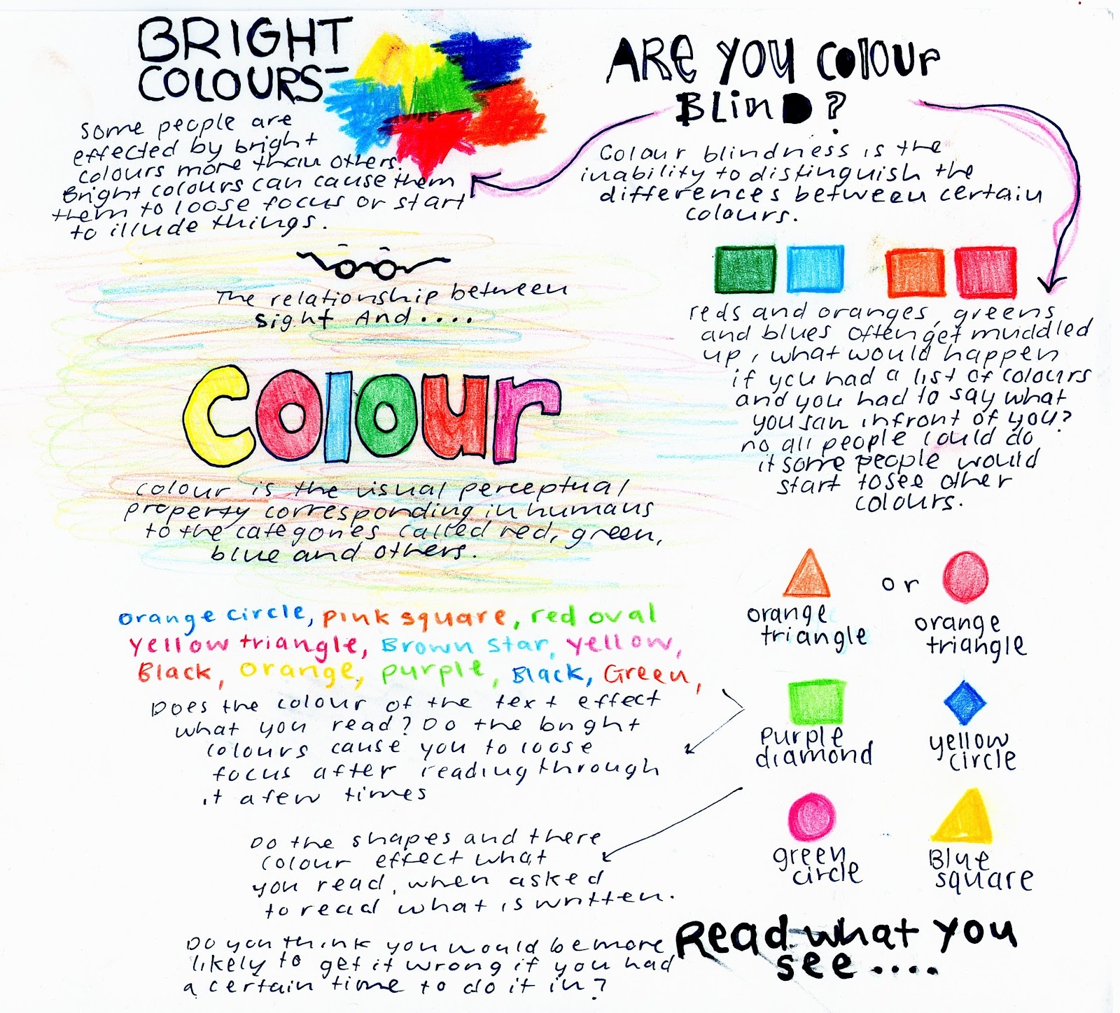 First year design at VUW: Project One: Colour Brainstorm