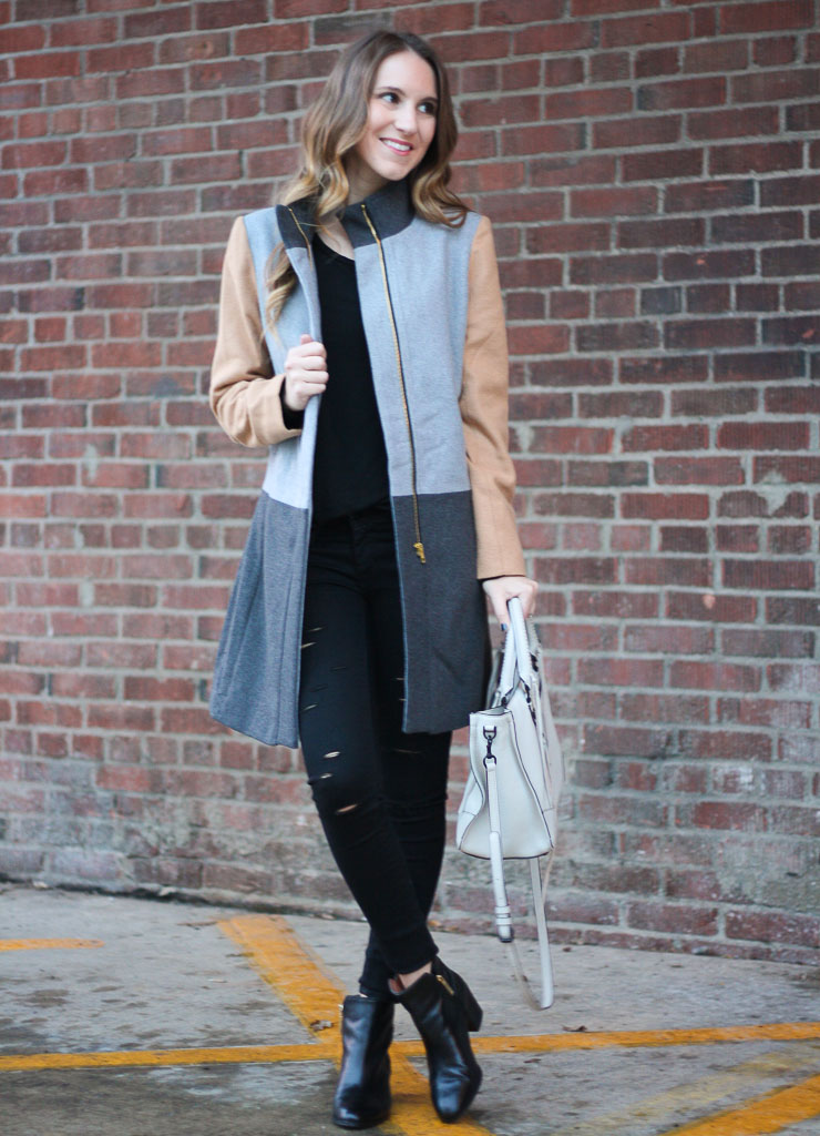 Colorblock Winter Coat - Twenties Girl Style