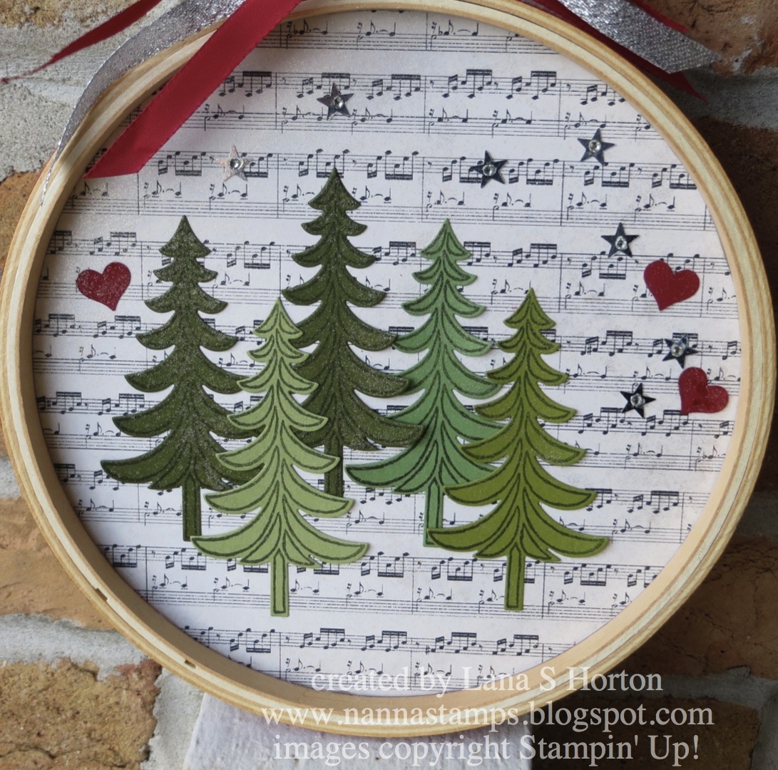Stamping with Nanna: Pine Trees Hoop Project