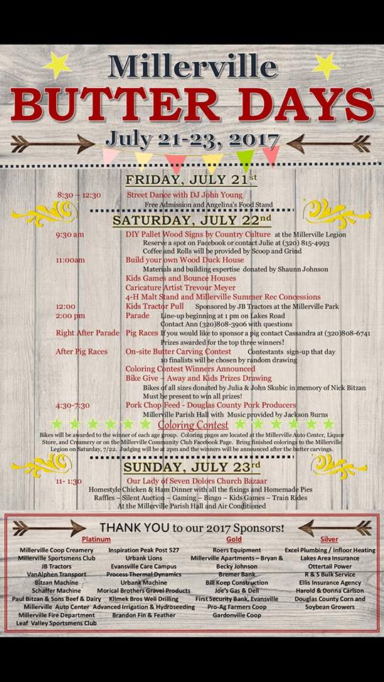 Brandon Mn History Center: Millerville Butter Days July 21 -22 - 23