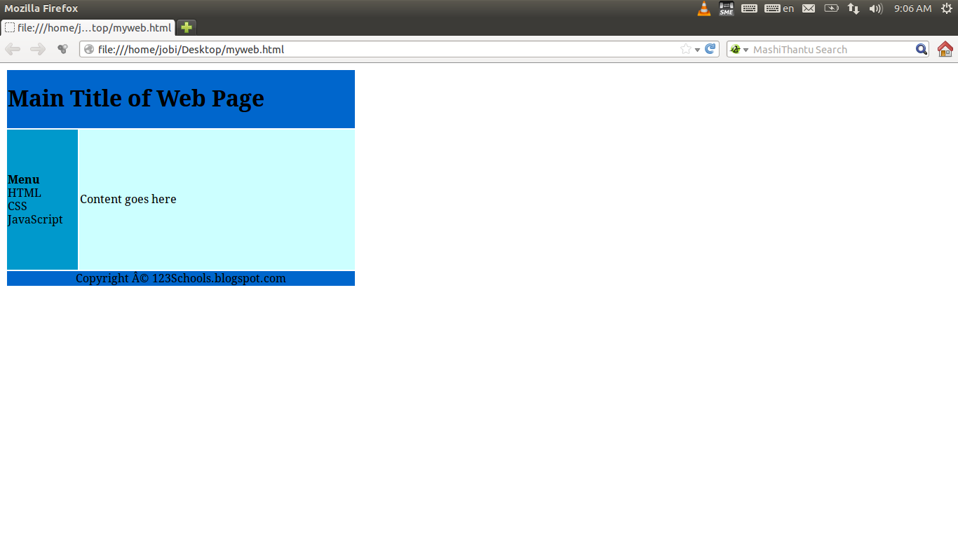123 HTML School: Lesson 15: HTML Layouts