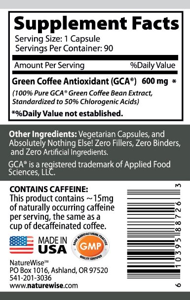 NatureWise UltraPure GCA Green Coffee Bean Extract: NATUREWISE GREEN ...