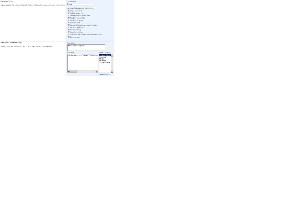 sharepoint: color coading to sharepoint list columns with screen shots