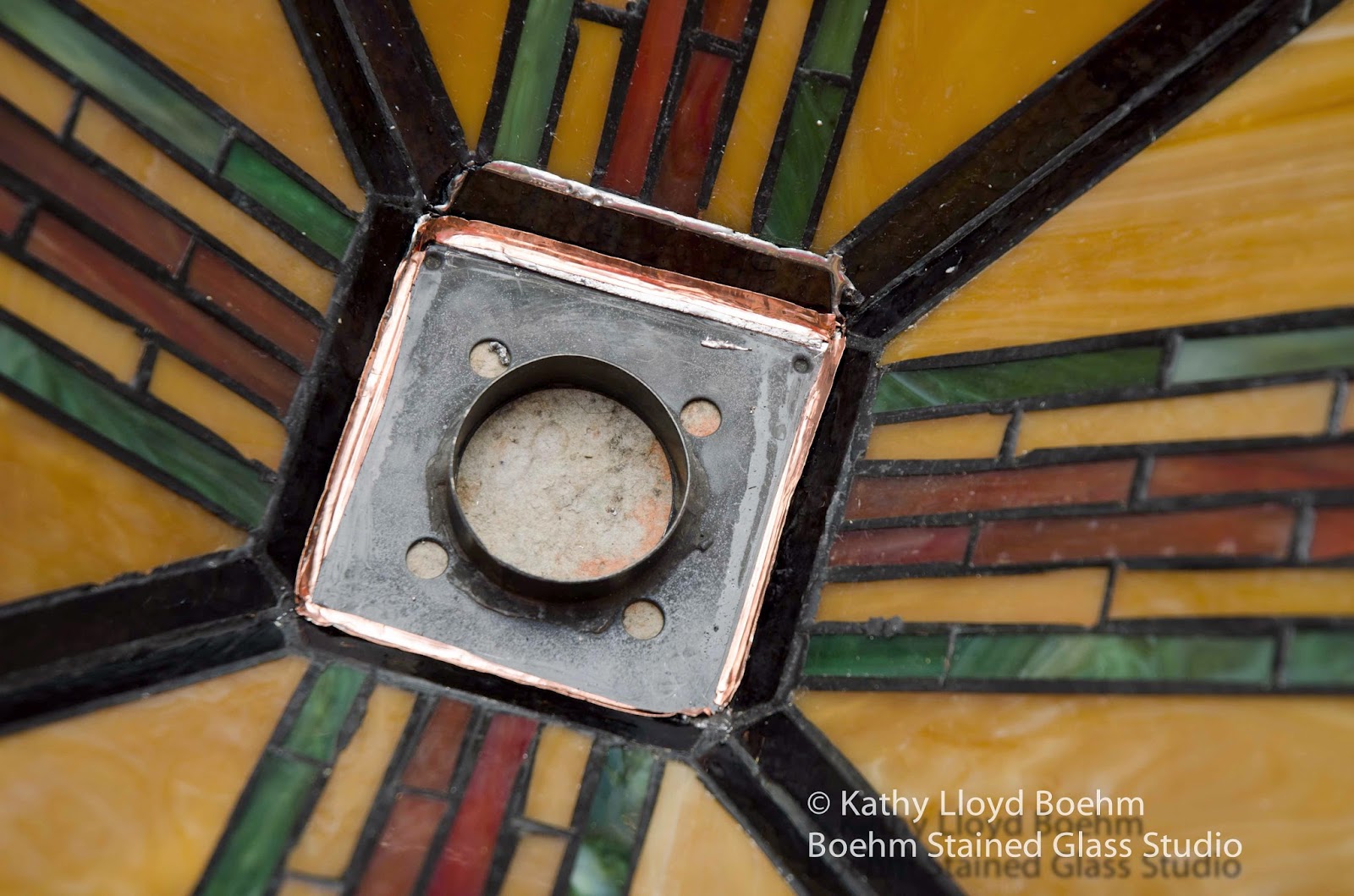 Boehm Stained Glass Blog: Replacing Cap onto Stained Glass Lamp