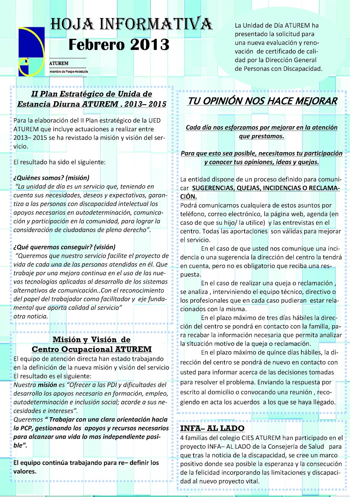 Hoja informativa Febrero 2013