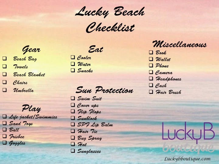 Lucky B Boutique: Lucky B's Beach Day Checklist