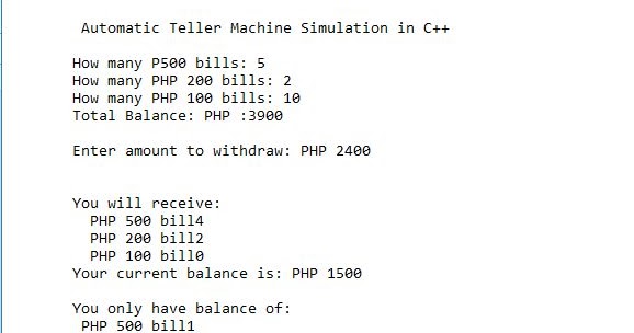 Free Programming Source Codes And Computer Programming Tutorials Automatic Teller Machine
