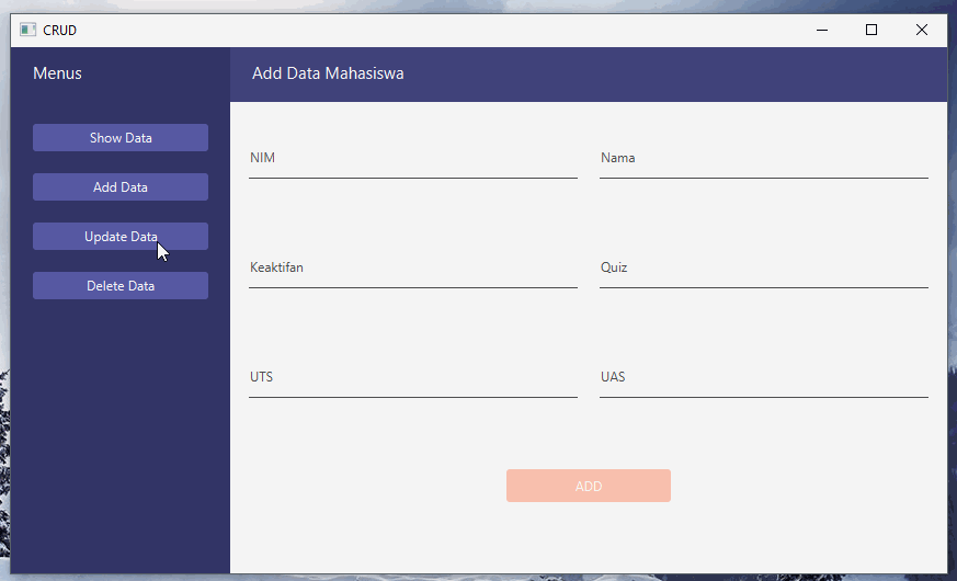 Membuat Program Aplikasi Crud Database Mahasiswa Dengan