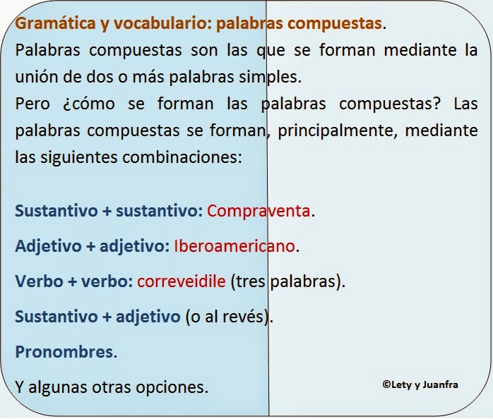 aprendiendo español con Lety y Juanfra: Palabras compuestas ...
