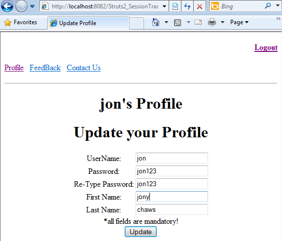 Session Tracking Using Sessionaware Interface With Struts2 Oracle Database And Eclipse Ide