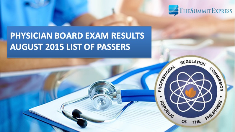 List of Passers: August 2015 Physician (Medicine) board exam results