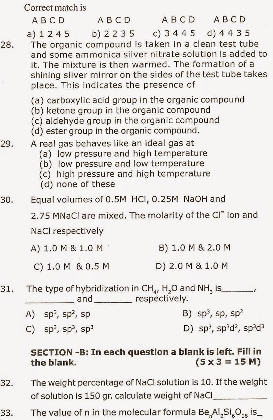 IIT Ramaiah SAT Model Paper for JEE Coaching - 2015