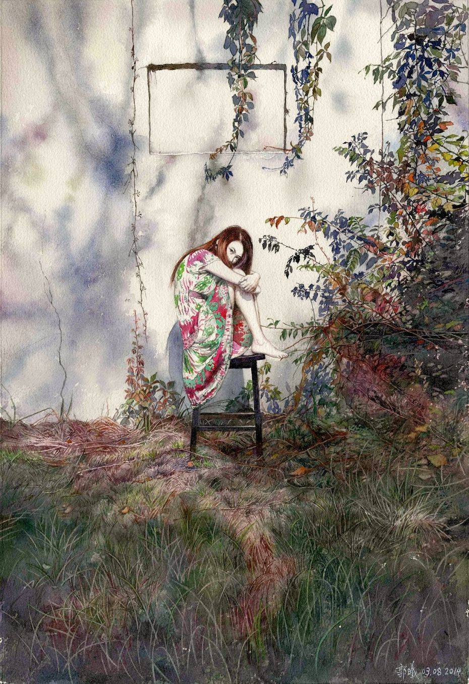 Xi GUO ~ Watercolor | Catherine La Rose ~ The Poet of Painting