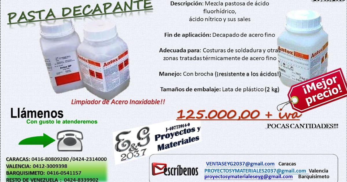 PROYECTOS Y MATERIALES: PASTA DECAPANTE PARA ACERO INOXIDABLE