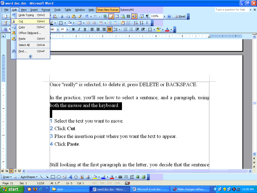 Microsoft Office Word Part (A) ~ RIPON COMPUTERS