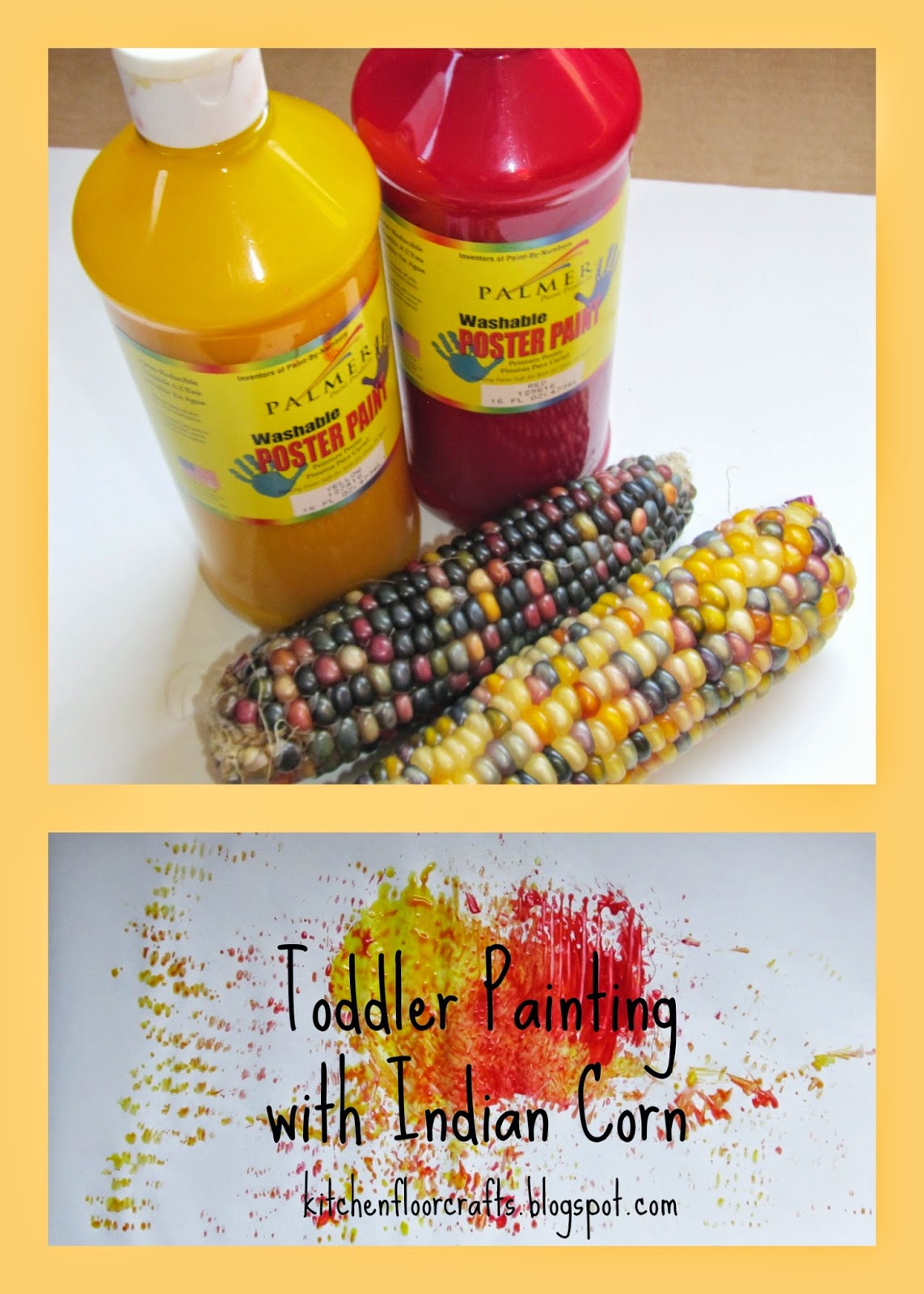 Kitchen Floor Crafts: Toddler Painting with Indian Corn