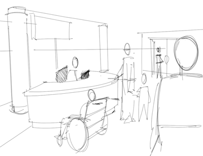 Interior Design Rendering: Locating figures in a reception area