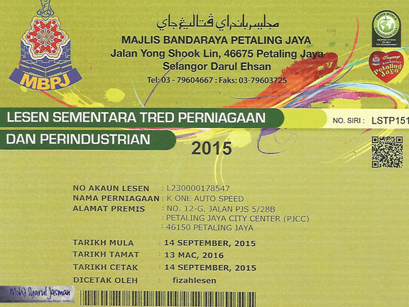 MOHD SYARUL JASMAN: MBPJ: K One Auto Speed.