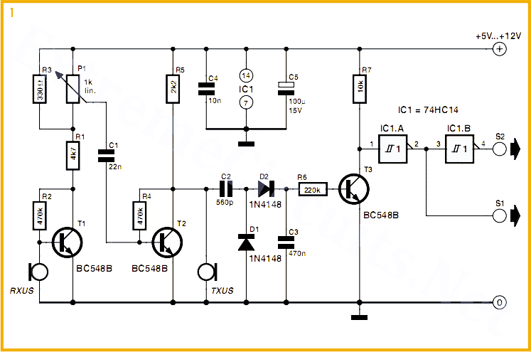 Ultrasonic Distant Obstacle Detector Circuit Project