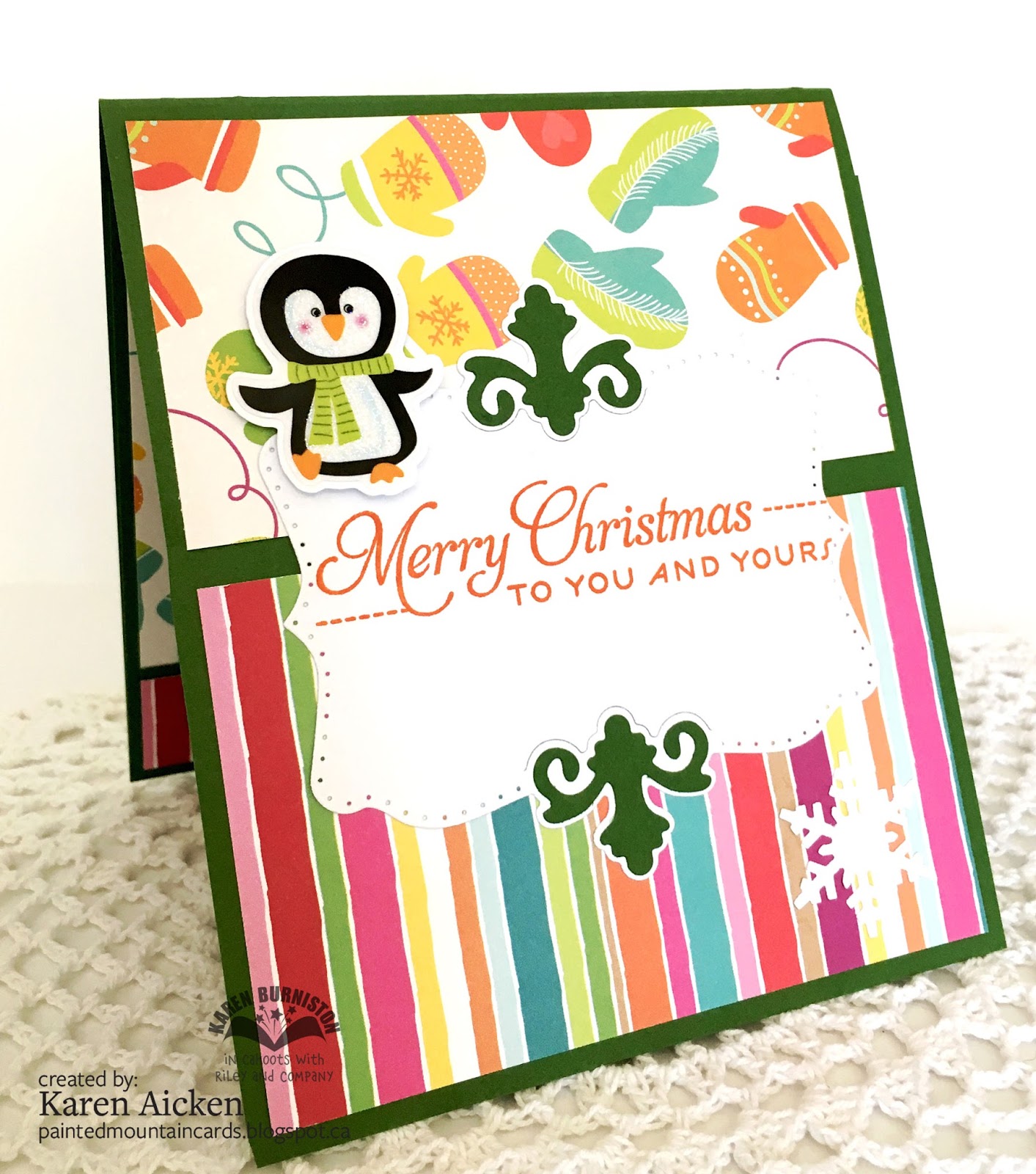 Painted Mountain Cards: Bright Christmas Twist Panel Pop-Up Card